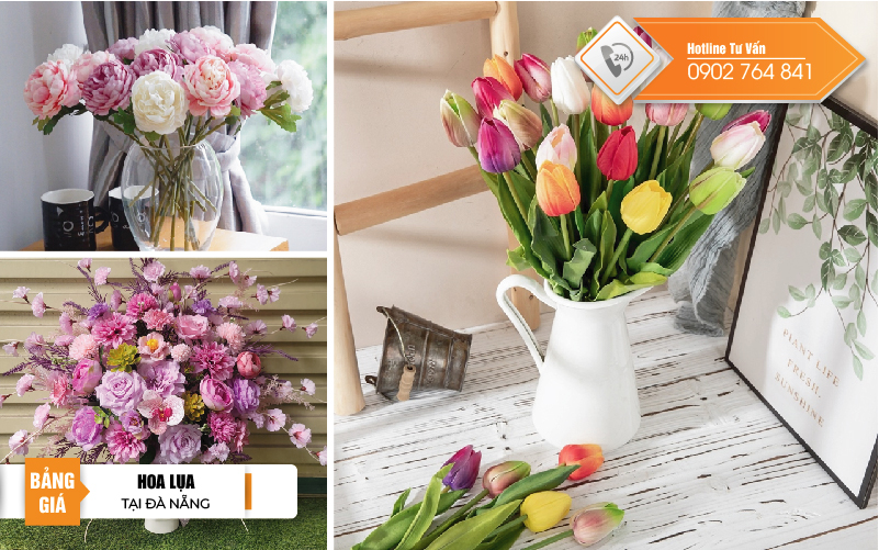 Hoa lụa Đà Nẵng, mẫu hoa giả trang trí cao cấp, đẹp, giá rẻ