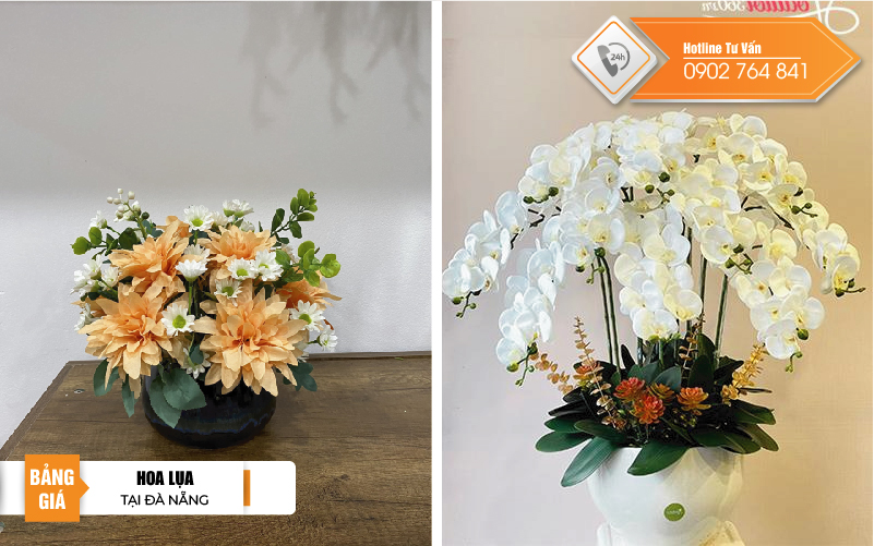 Hoa lụa Đà Nẵng, mẫu hoa giả trang trí cao cấp, đẹp, giá rẻ