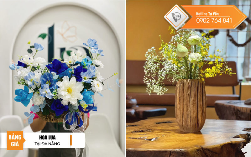 Hoa lụa Đà Nẵng, mẫu hoa giả trang trí cao cấp, đẹp, giá rẻ