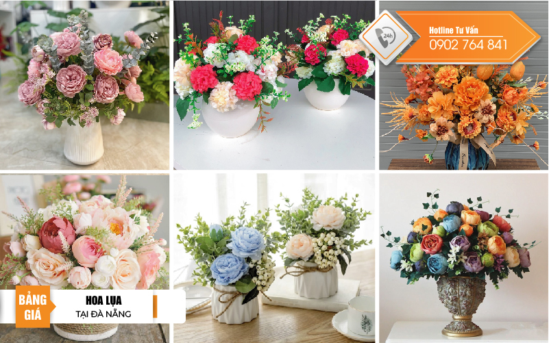 Hoa lụa Đà Nẵng, mẫu hoa giả trang trí cao cấp, đẹp, giá rẻ